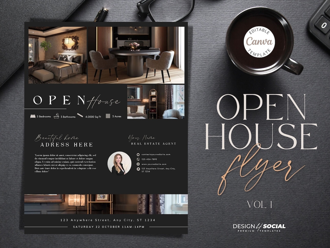 Professional Open House Flyer Template | Canva Template | Real Estate ...