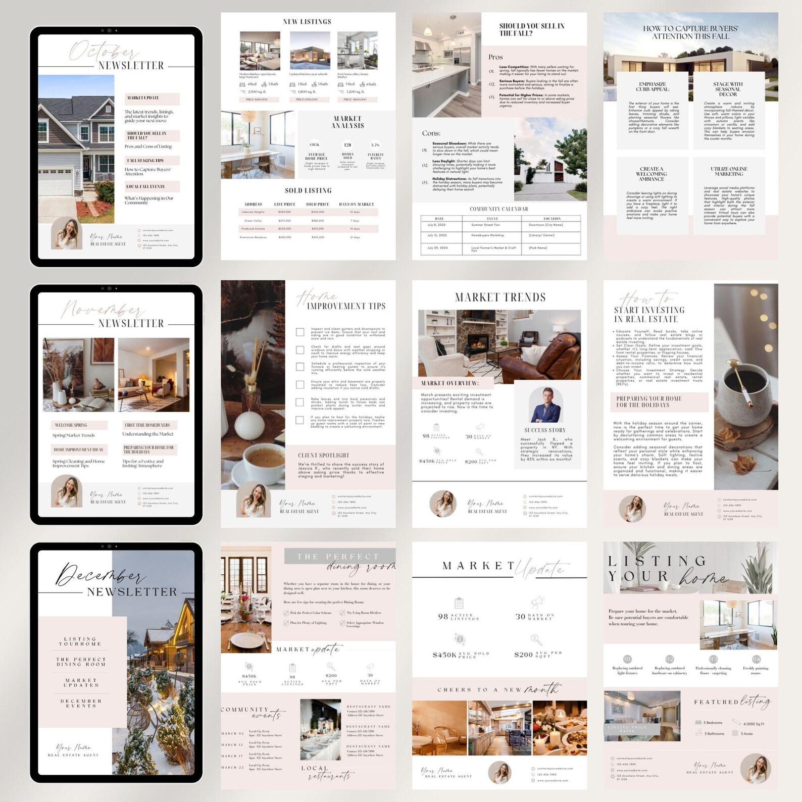 Real Estate Newsletter Bundle | Real Estate Marketing 12 Month ...