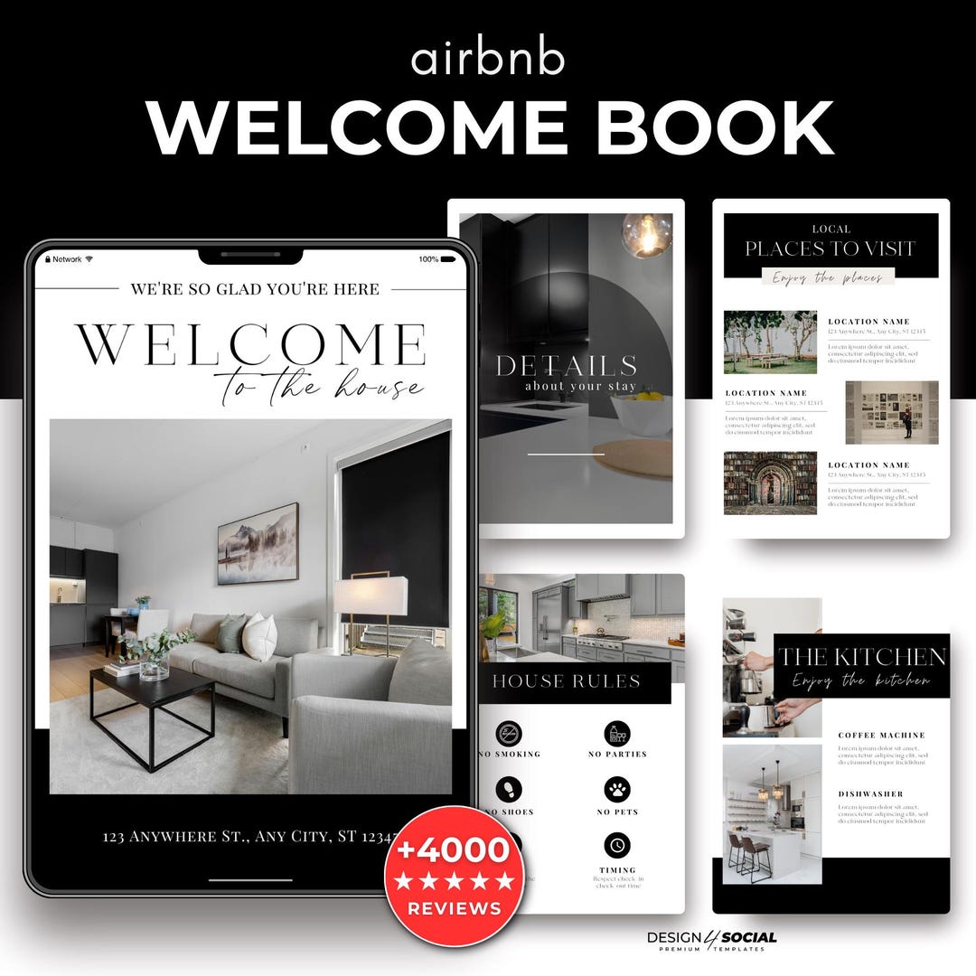 Vacation Rental Welcome Binder – 23-page Editable Airbnb Guidebook ...