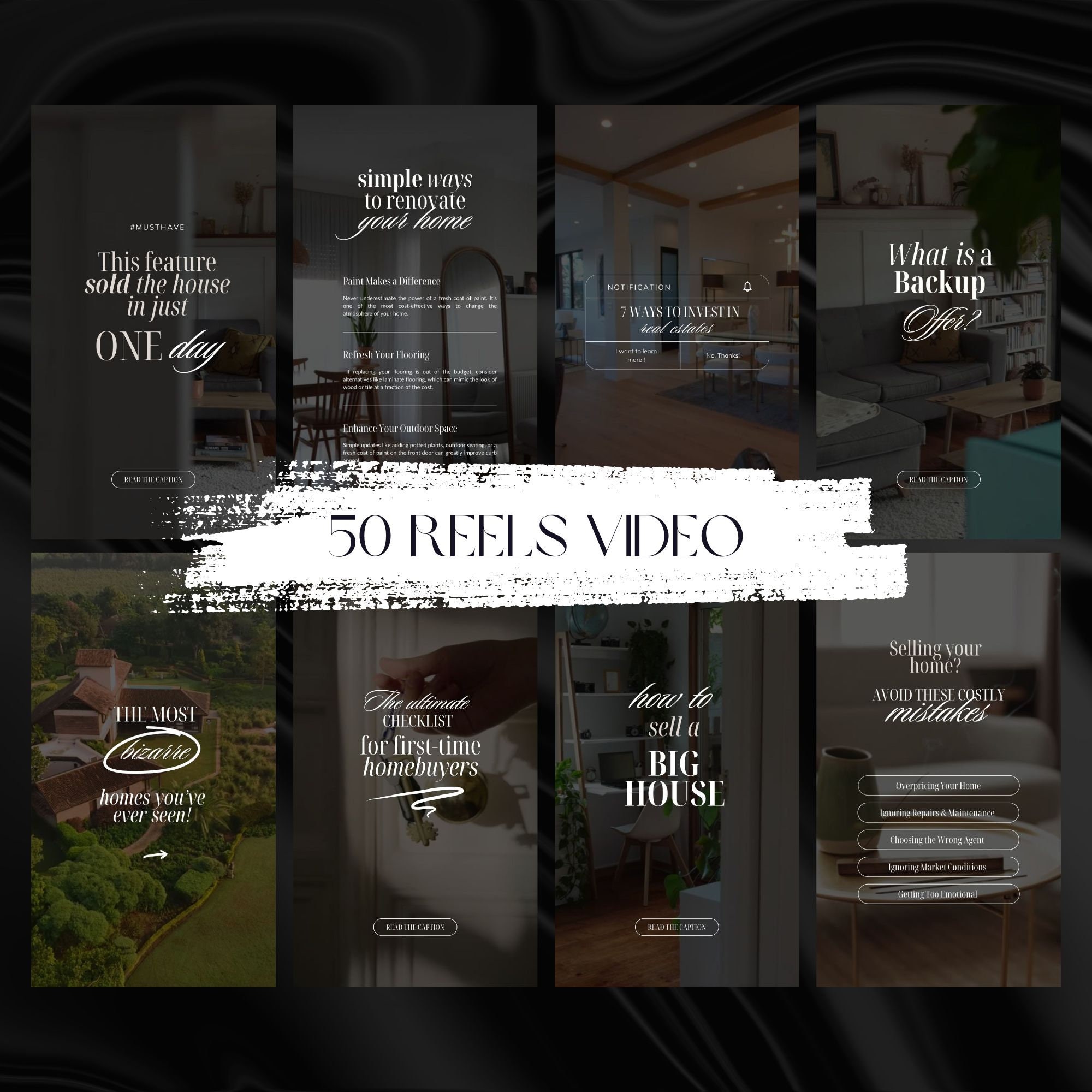 50 Real Estate Instagram Video Reels for Canva | Luxury Realtor ...