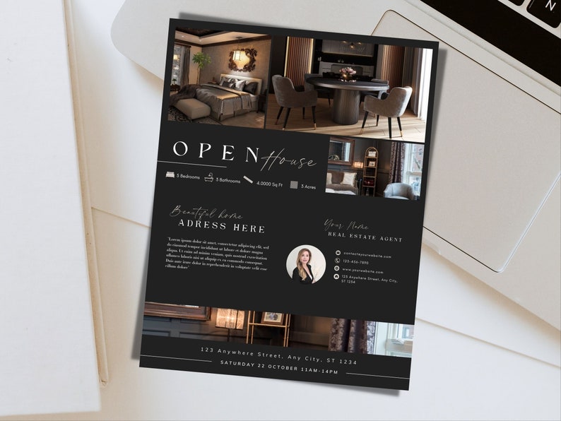 Professional Open House Flyer Template | Canva Template | Real Estate ...
