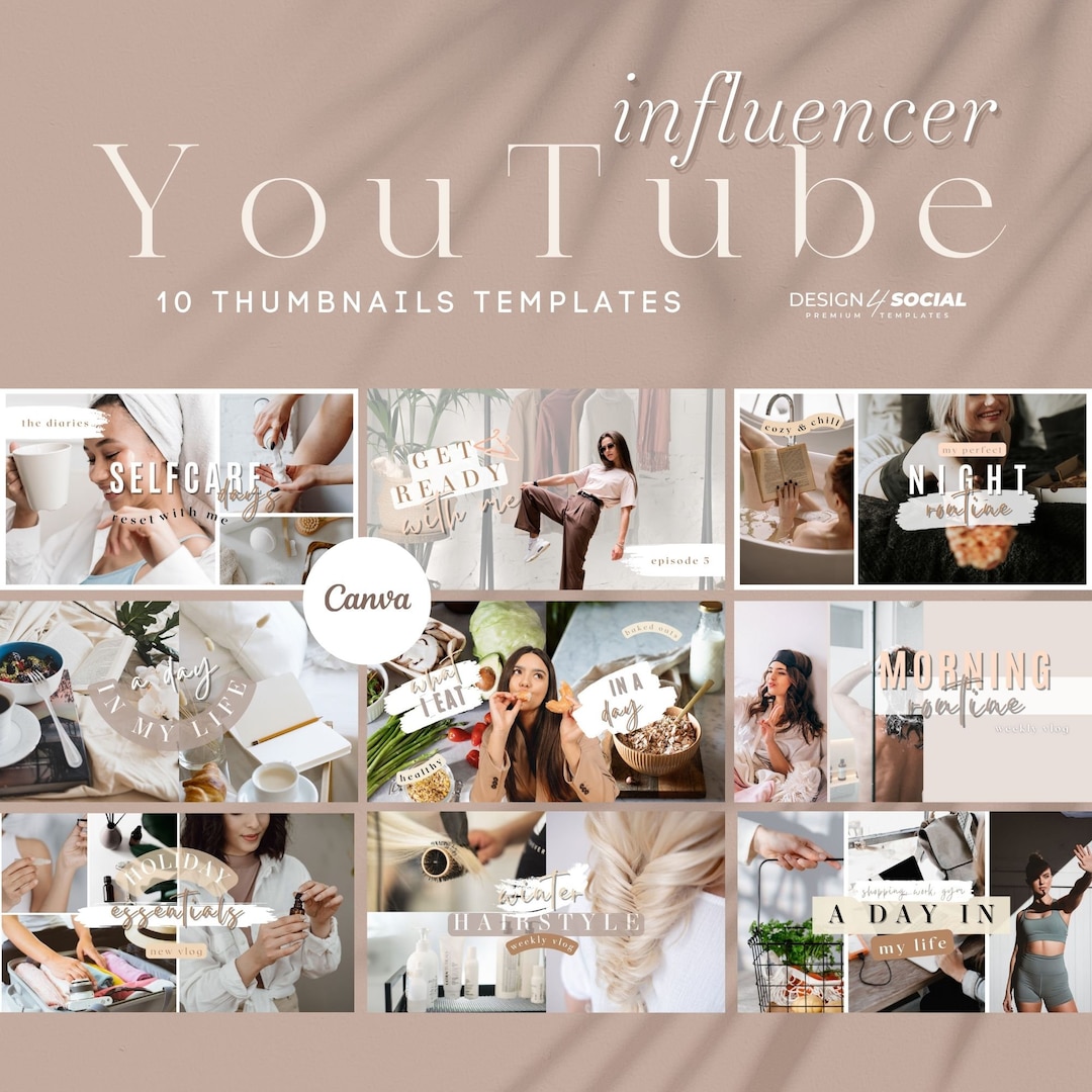 Influencer Youtube Channel Branding Kit | Youtube Thumbnails | Editable ...