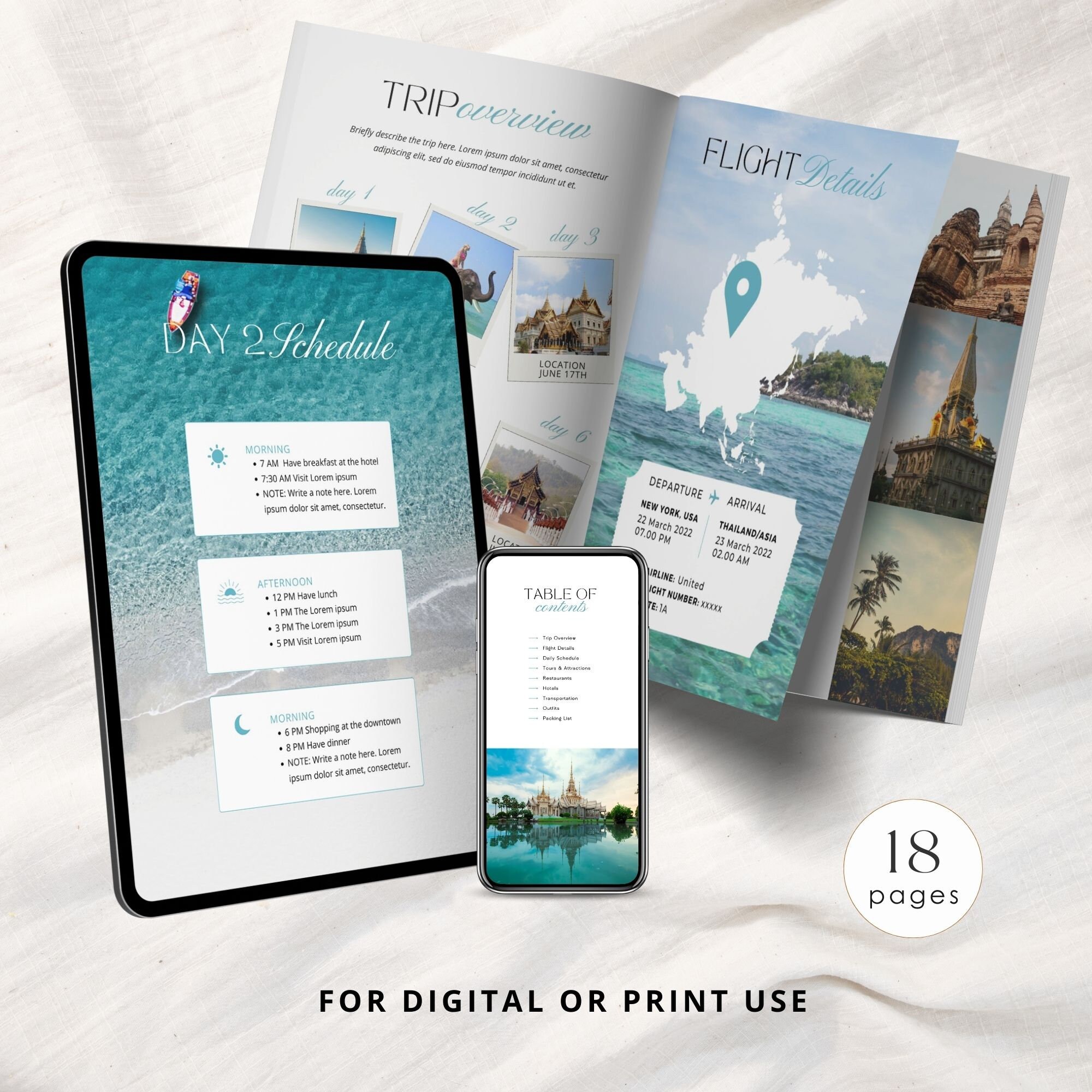 Editable Travel Itinerary Template | Printable Travel Guide | Travel ...