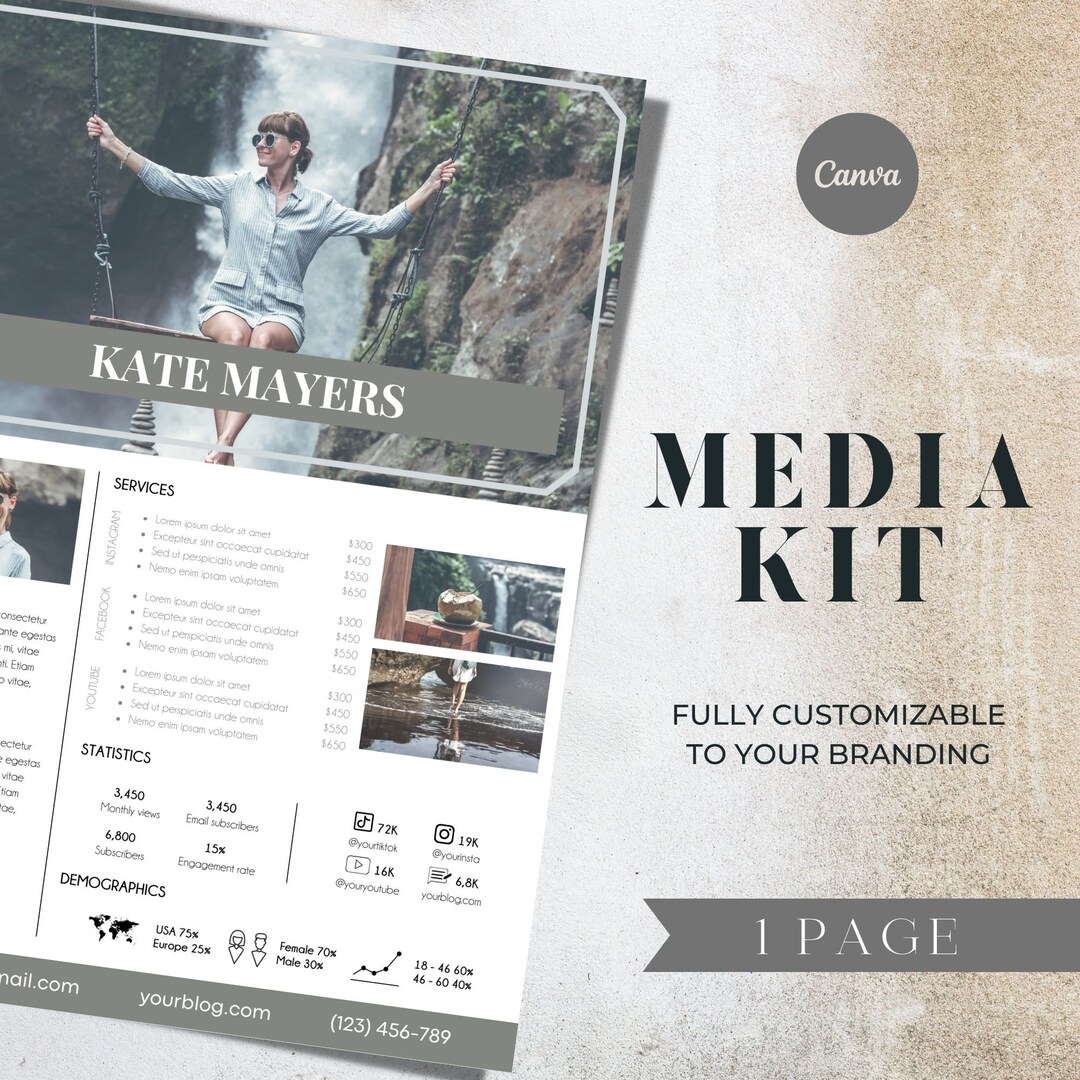 Media Kit Template Canva | Influencer Media Kit | Social Media Kit ...