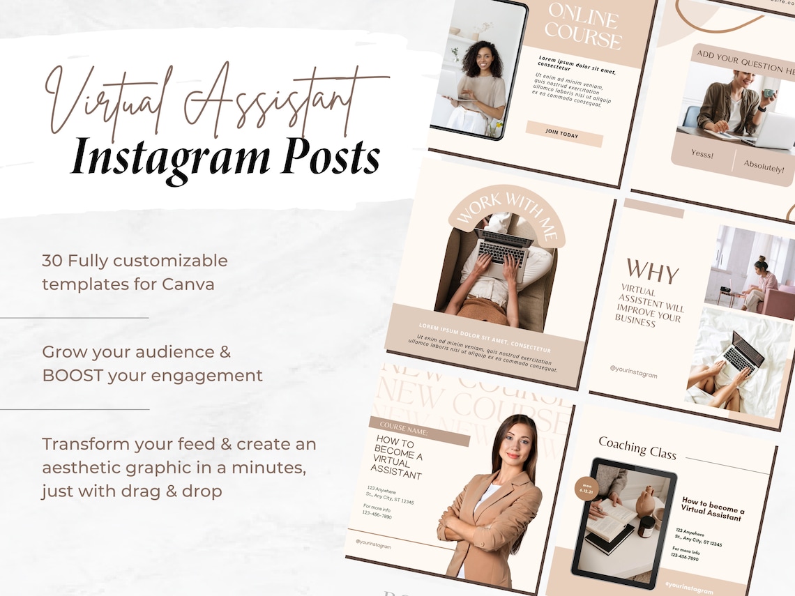 Virtual Assistant Instagram Template Instagram Virtual - Etsy