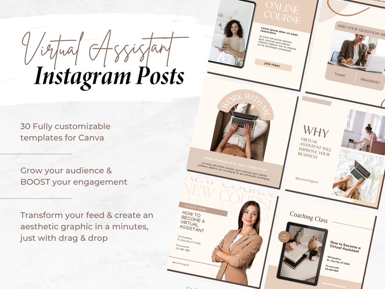 Virtual Assistant Instagram Template Instagram Virtual - Etsy
