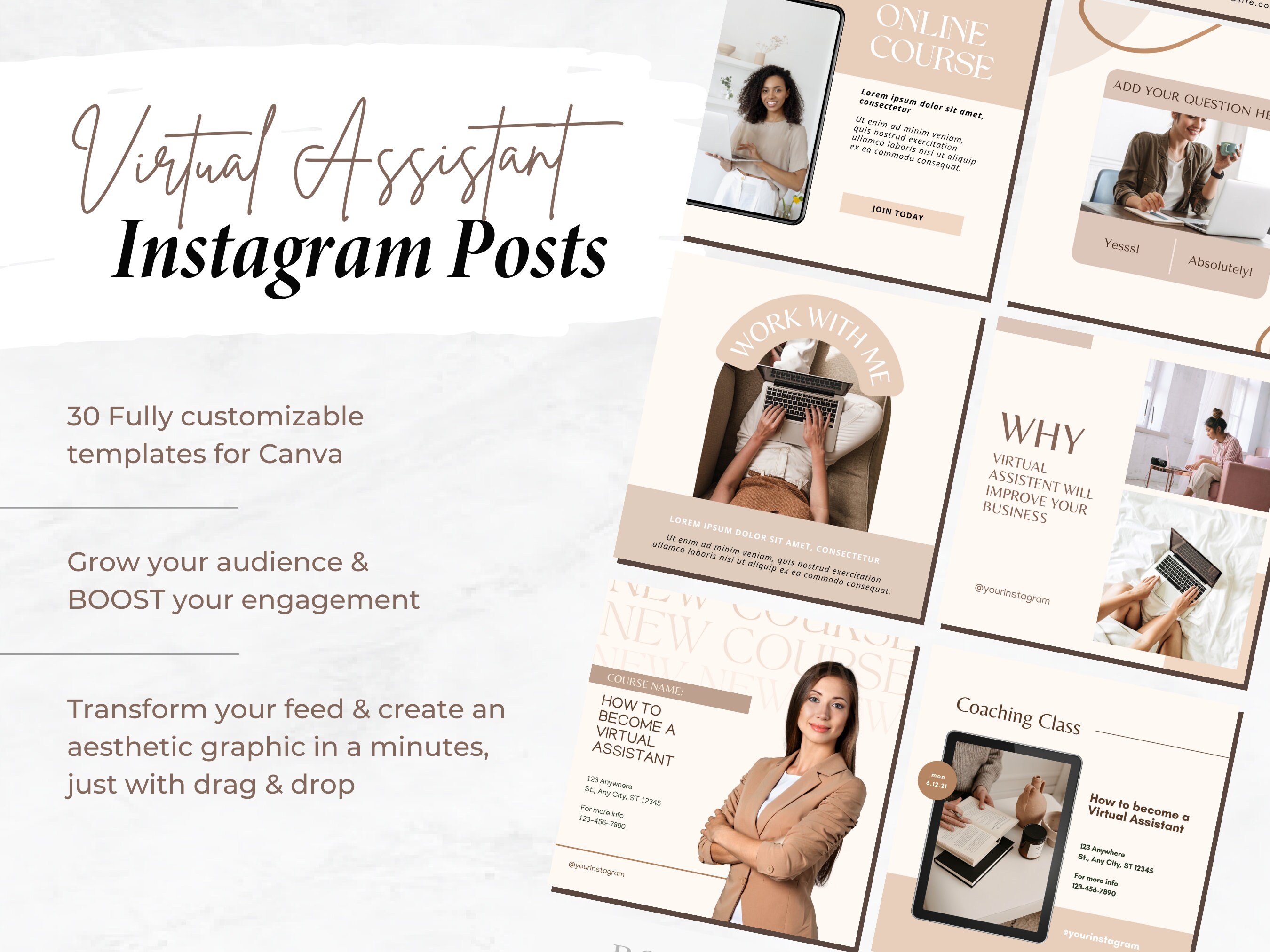 Virtual Assistant Instagram Template Instagram Virtual - Etsy