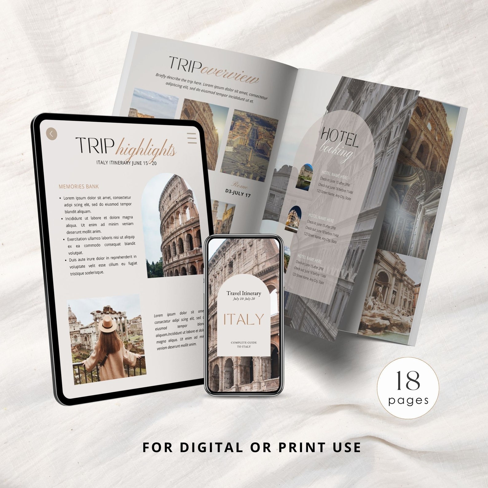Travel Itinerary Template | Travel Planner | Printable Travel Guide ...