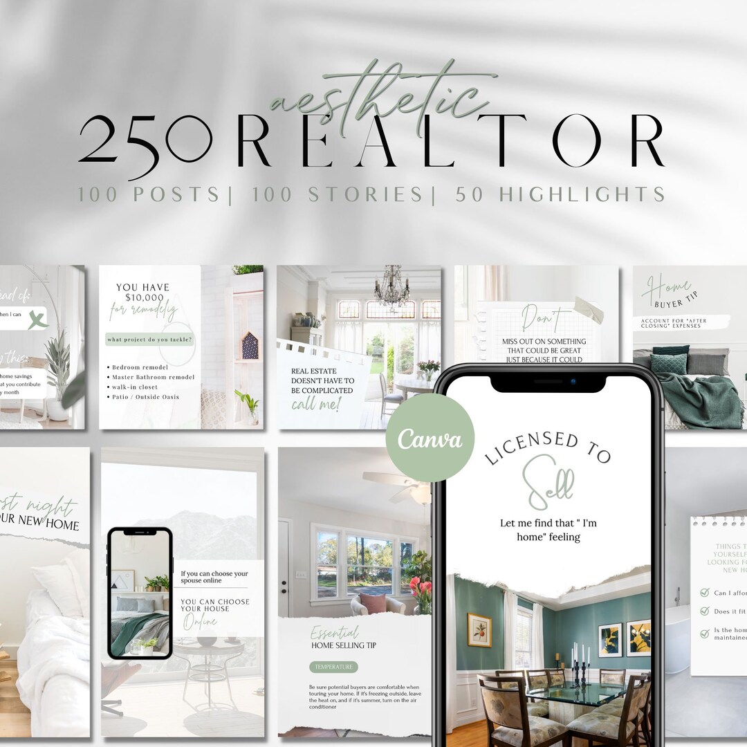 250 Instagram Templates for Real Estate | Realtor Instagram Templates ...