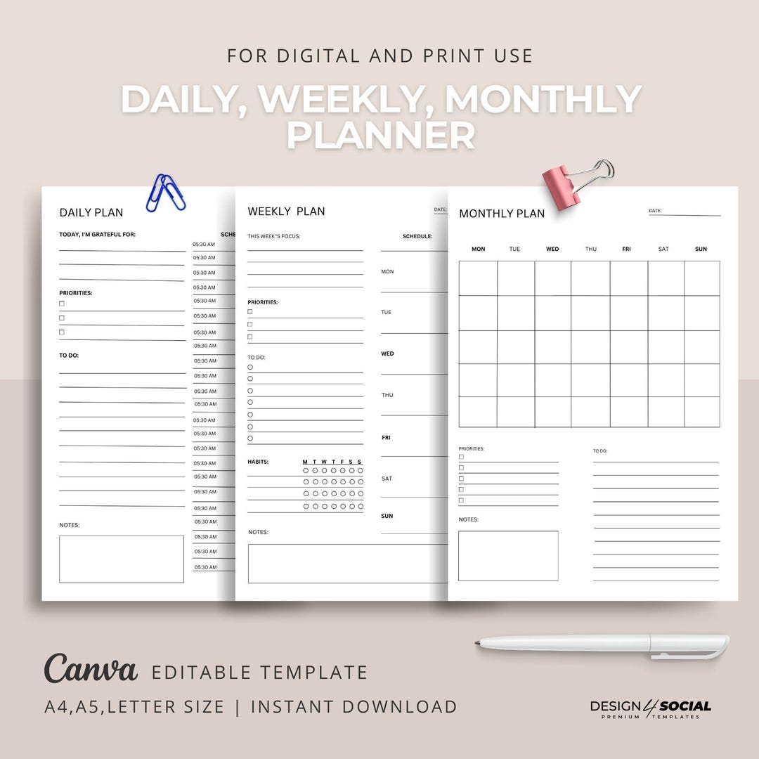 Daily Planner Template Printable | Task Tracker | Printable to Do List ...
