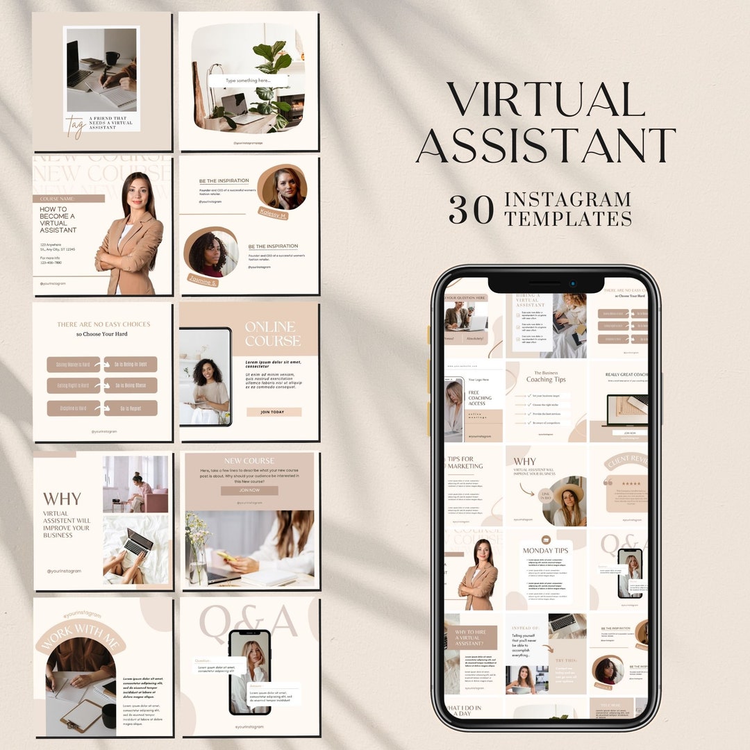 Virtual Assistant Instagram Template | Instagram Virtual Assistant - Etsy