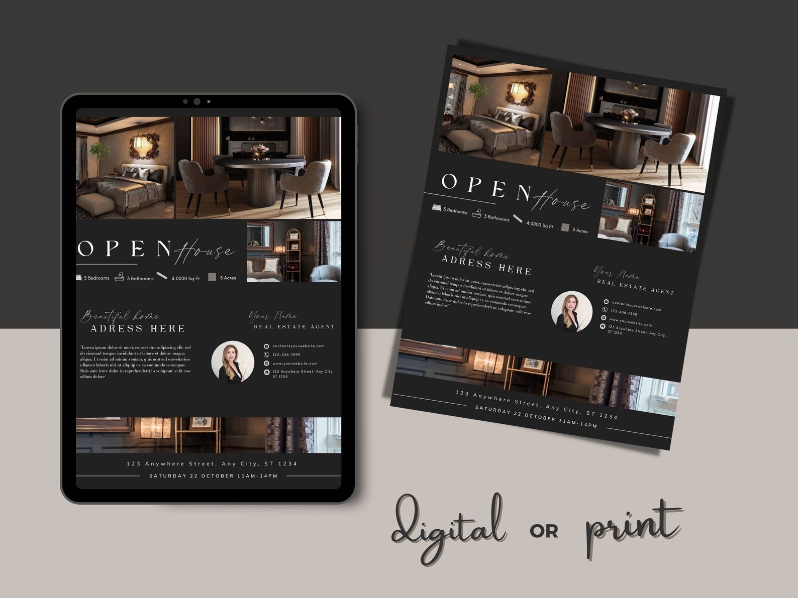 Professional Open House Flyer Template | Canva Template | Real Estate ...