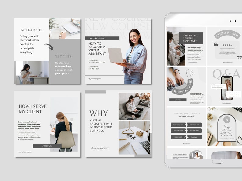 Virtual Assistant Instagram Post Template Instagram Virtual - Etsy