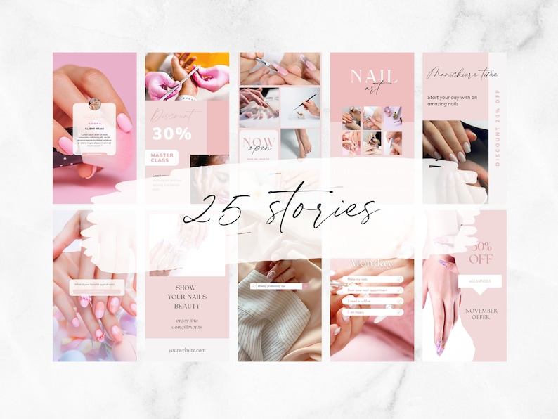 Nail Salon Instagram Story Templates Manicure Pedicure - Etsy