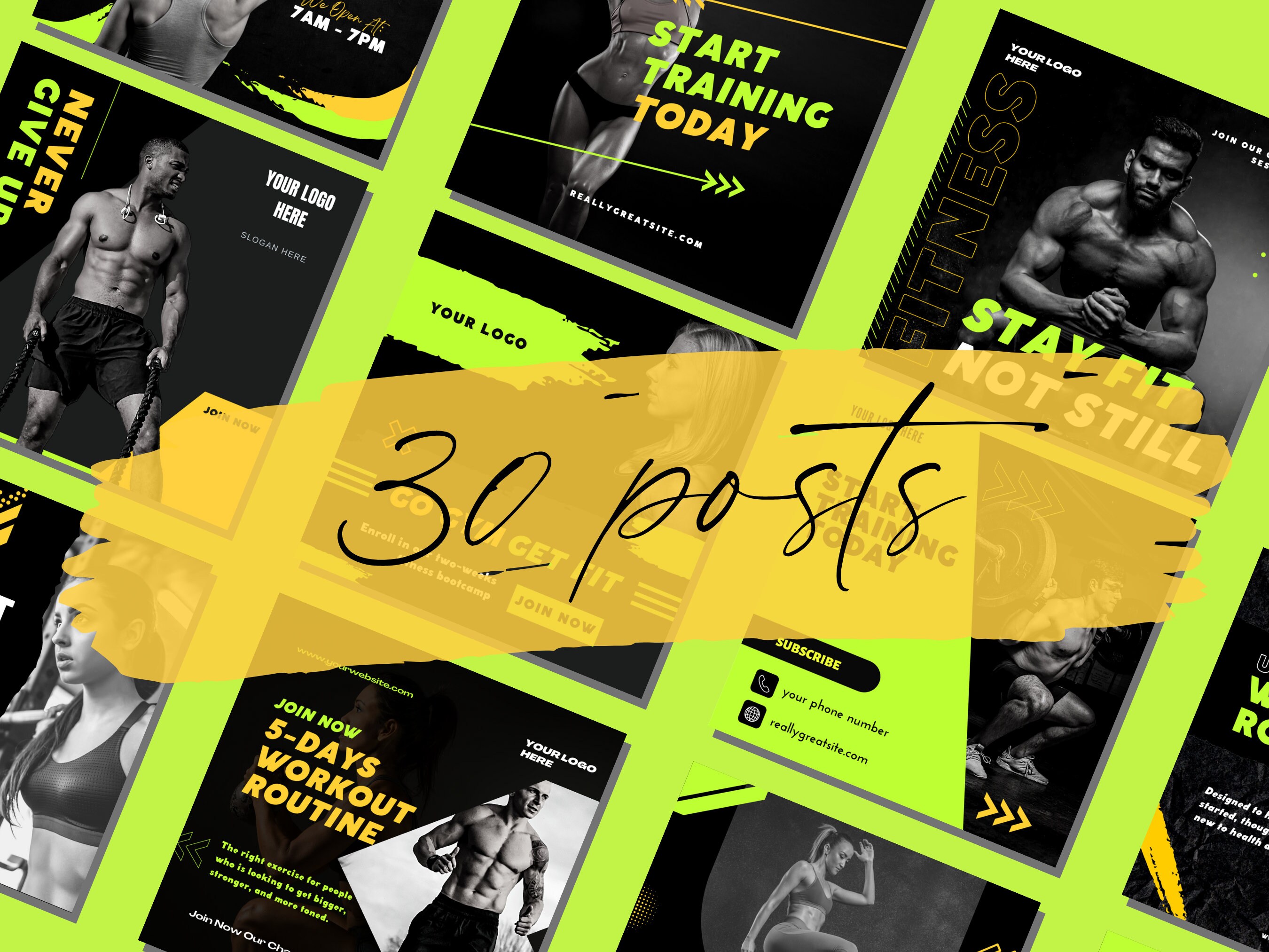 Fitness Templates Pack 30 Fitness Posts Templates 30 - Etsy Canada