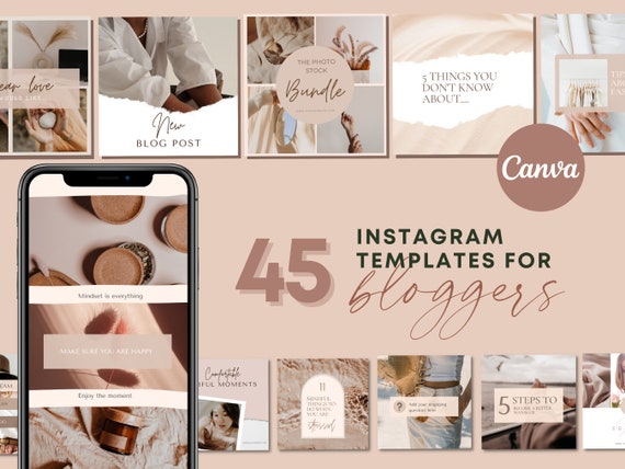 45 Instagram Templates for Bloggers Posts and Stories | Etsy