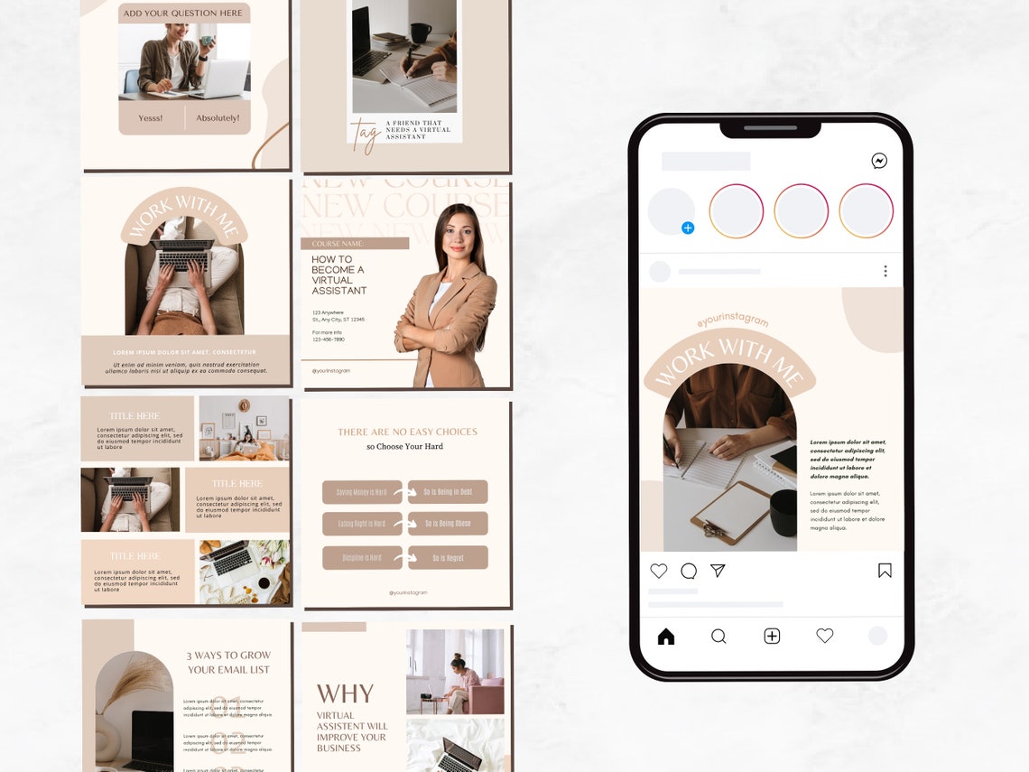 Virtual Assistant Instagram Template Instagram Virtual - Etsy