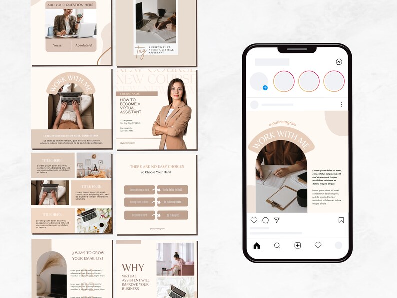 Virtual Assistant Instagram Template Instagram Virtual - Etsy