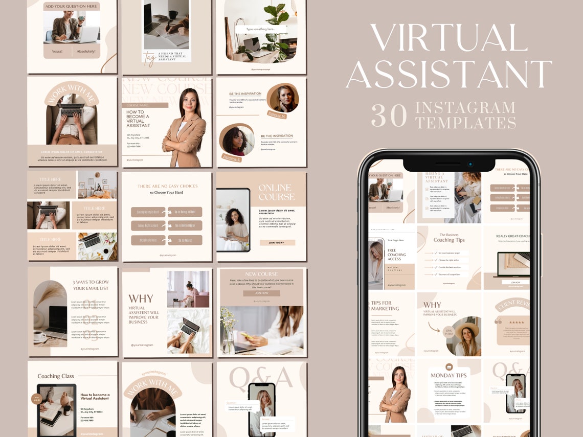Virtual Assistant Instagram Template Instagram Virtual - Etsy