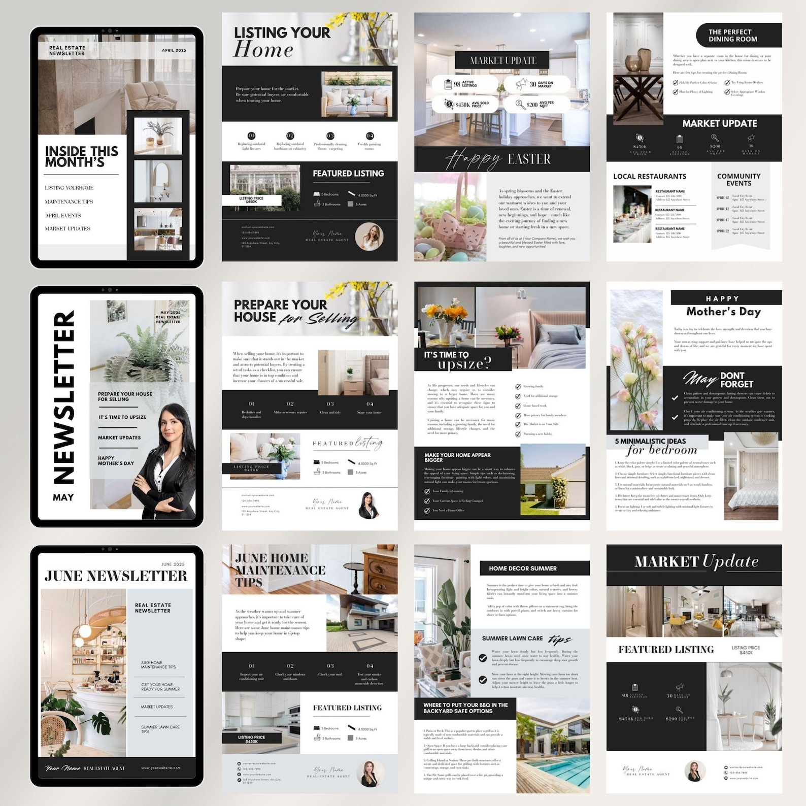12 Monthly Real Estate Newsletter Bundle | Real Estate Marketing ...