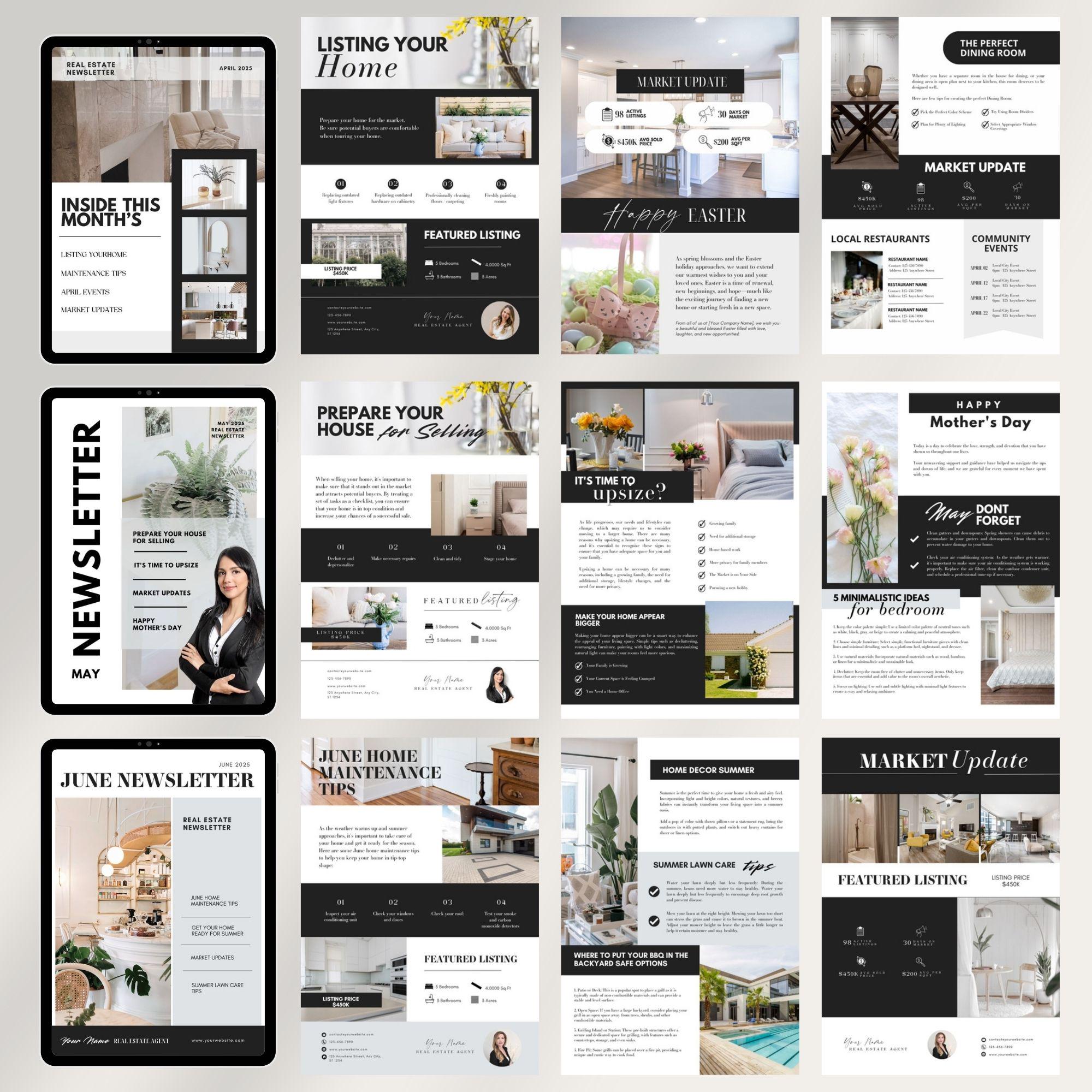 12 Monthly Real Estate Newsletter Bundle | Real Estate Marketing ...