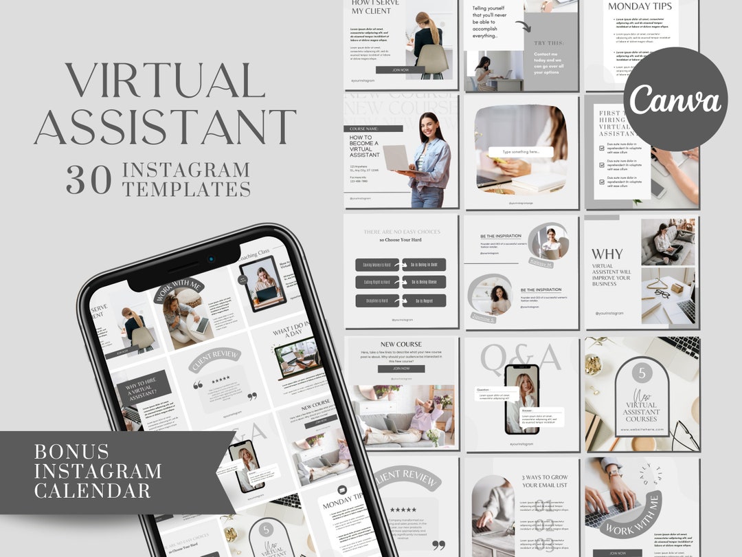 Virtual Assistant Instagram Post Template Instagram Virtual - Etsy
