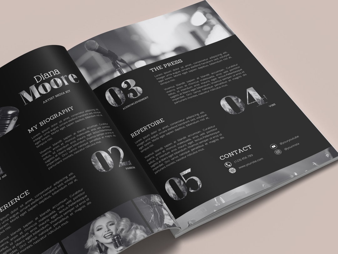 2 Page Media Kit Template| Singer Press Kit | Instagram Media Kit ...