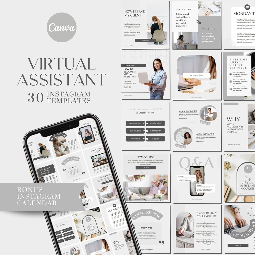 Virtual Assistant Instagram Post Template | Instagram Virtual Assistant ...