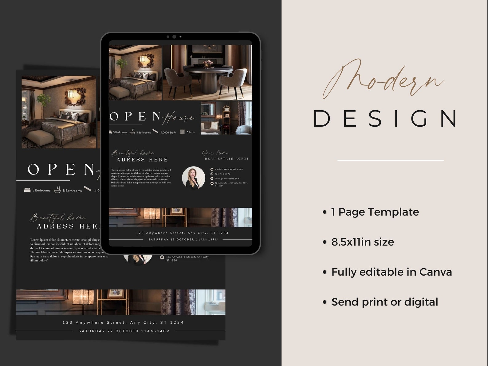 Professional Open House Flyer Template | Canva Template | Real Estate ...