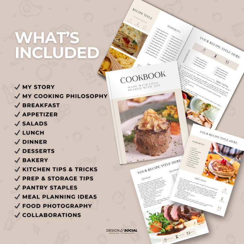 Cookbook Template | Editable Recipe Book Template | Canva Templates ...