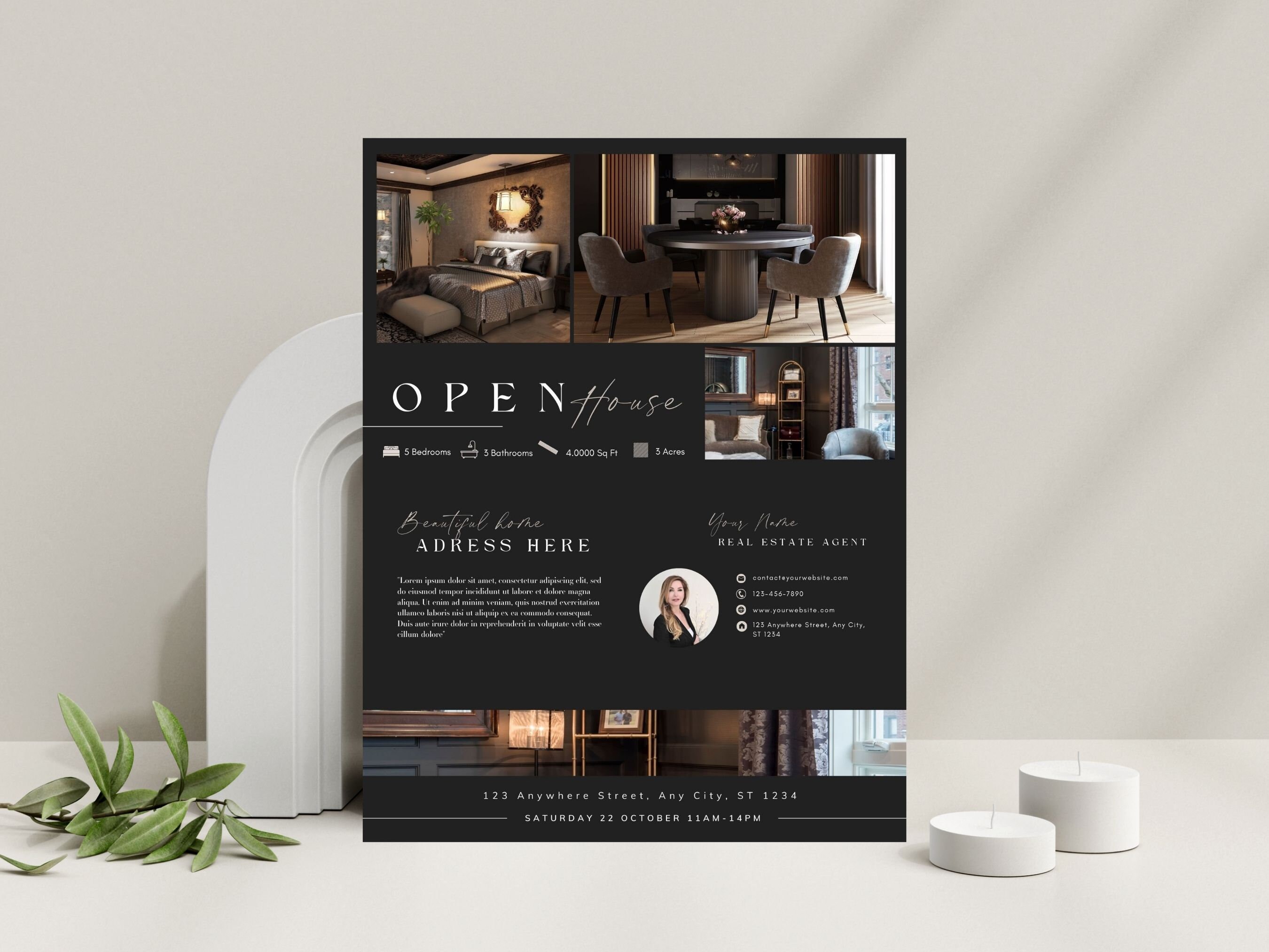 Professional Open House Flyer Template | Canva Template | Real Estate ...