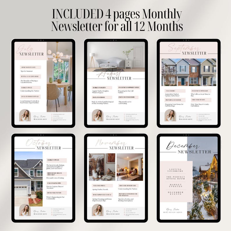 Real Estate Newsletter Bundle | Real Estate Marketing 12 Month ...
