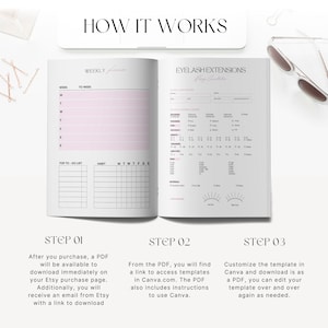 Lash Tech Planner Digital and Print Use | Editable Canva Template ...