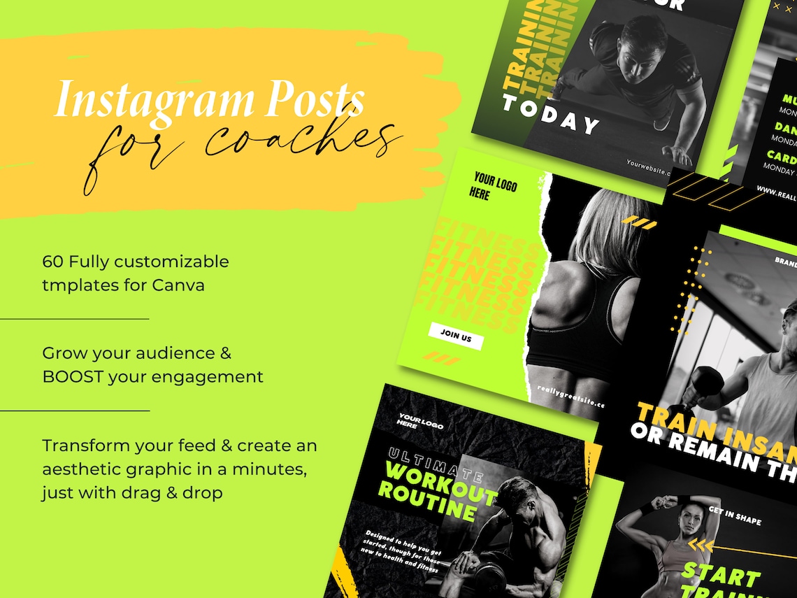 Fitness Templates Pack 30 Fitness Posts Templates 30 - Etsy