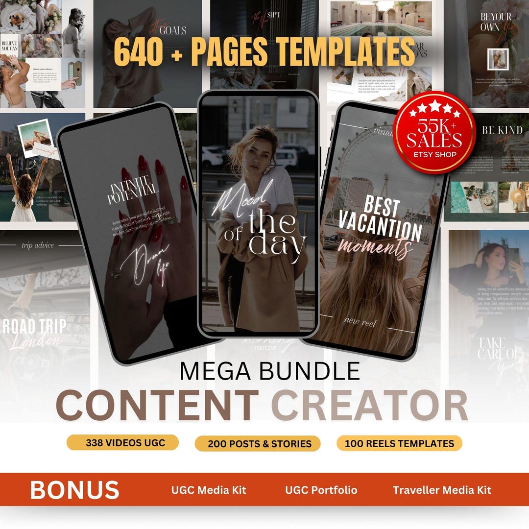 Content Creator Bundle | Social Media Template | Faceless Reels ...