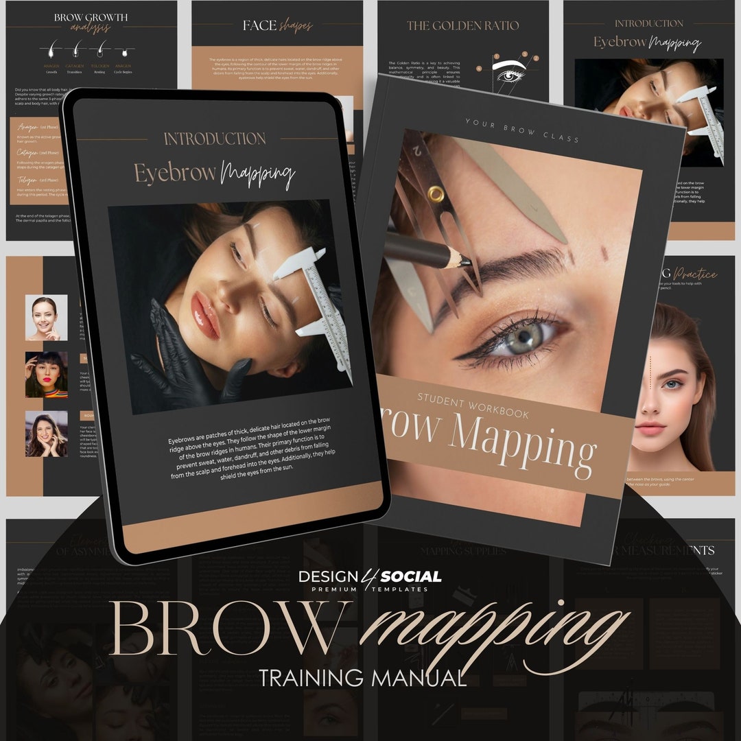 Eyebrow Mapping Editable Tutorial | Brow Training Course | Canva Editable Course Ebook | Mapping ...