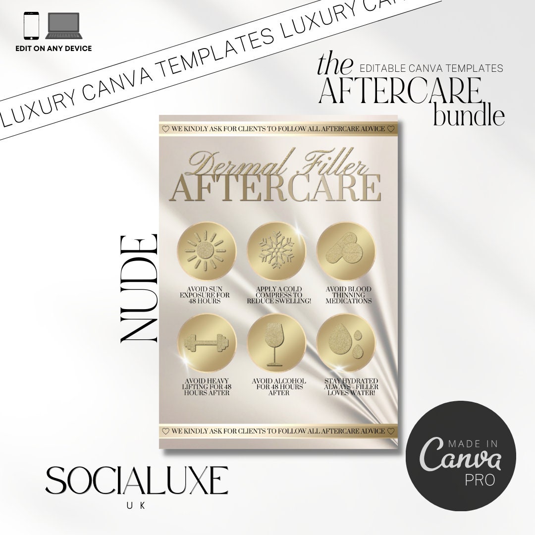 Gold Botox and Filler Aftercare Flyer Nurse Injector Template Medspa ...