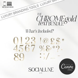 Gold Chrome Metallic Text Png Edit in Canva | Gold Letters | Metallic ...