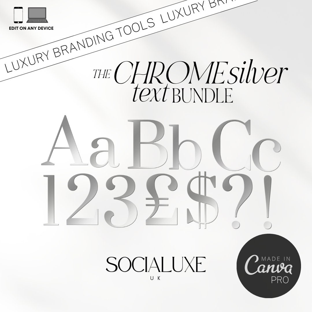 Silver Chrome Metallic Text Png Edit in Canva | Silver Letters ...