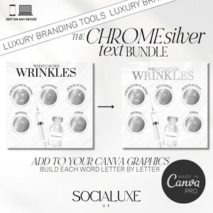 Silver Chrome Metallic Text Png Edit in Canva | Silver Letters ...