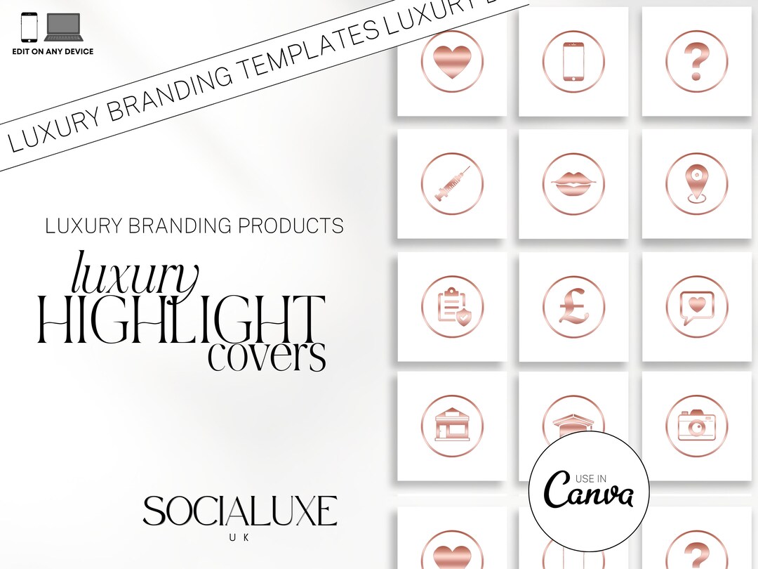 Rose Gold Editable Highlight Covers Instagram Cover - Etsy