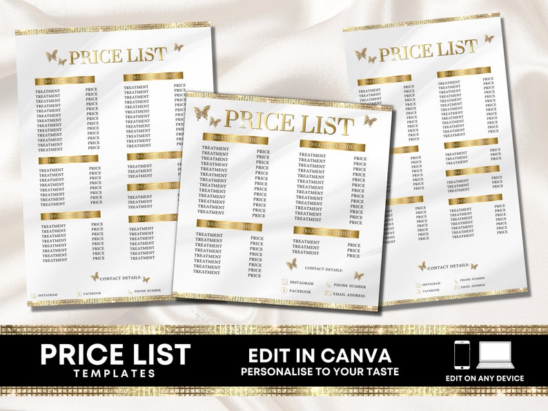 PRICE LIST Template Editable. Printable Price Sheet Price - Etsy UK