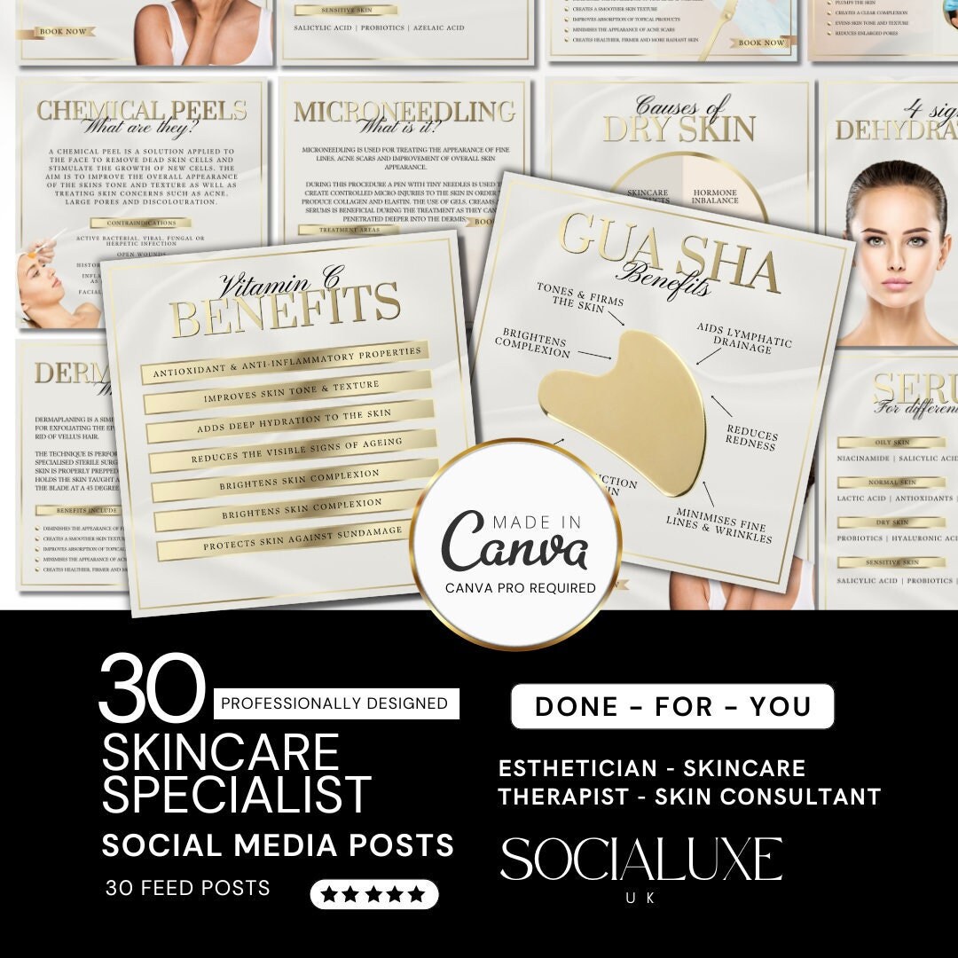 Gold Skincare Instagram Templates, Esthetician Flyer Template, Skincare ...