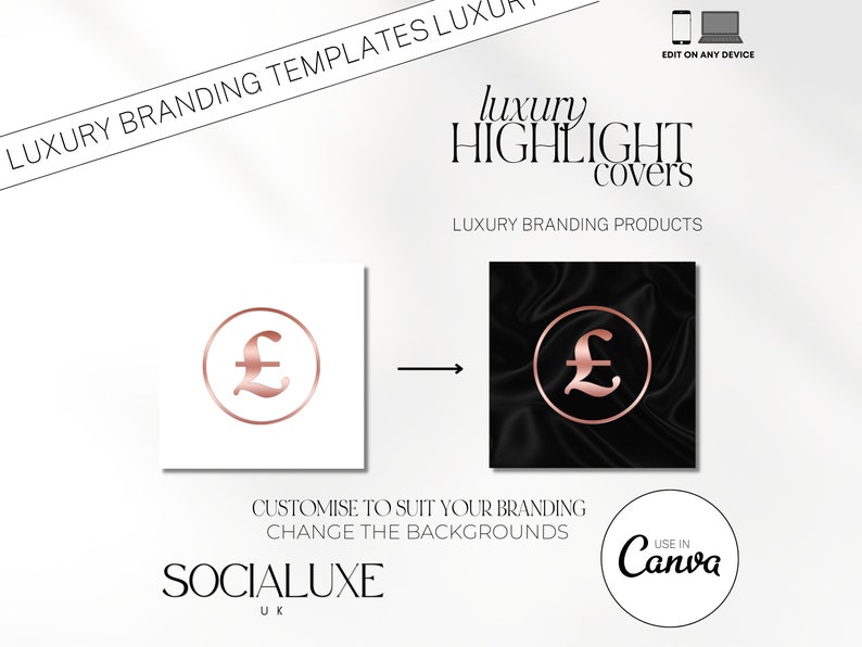 Rose Gold Editable Highlight Covers | Instagram Cover Templates ...
