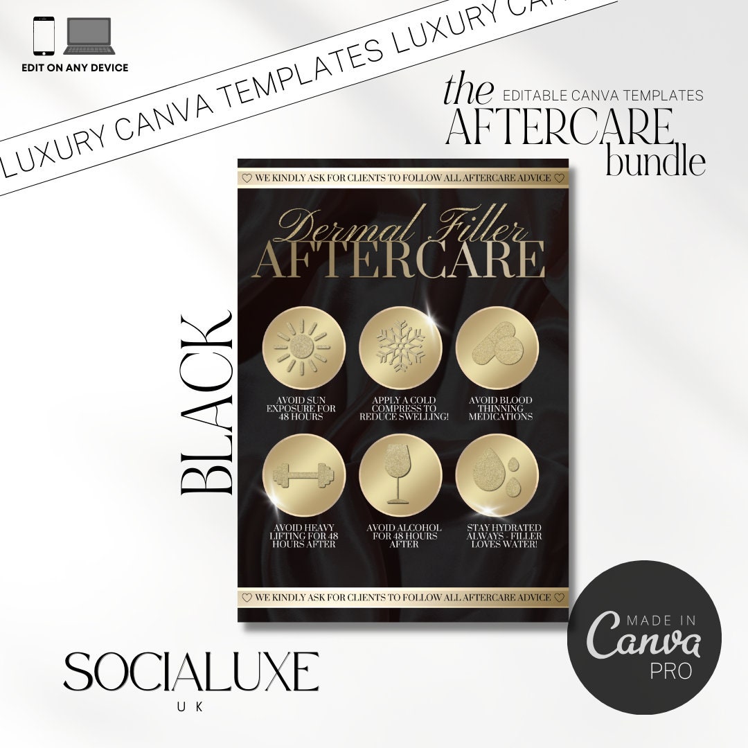 Gold Botox and Filler Aftercare Flyer Nurse Injector Template Medspa ...