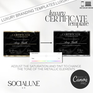 Gold Certificate of Completion Template: Editable Beauty Certificate ...
