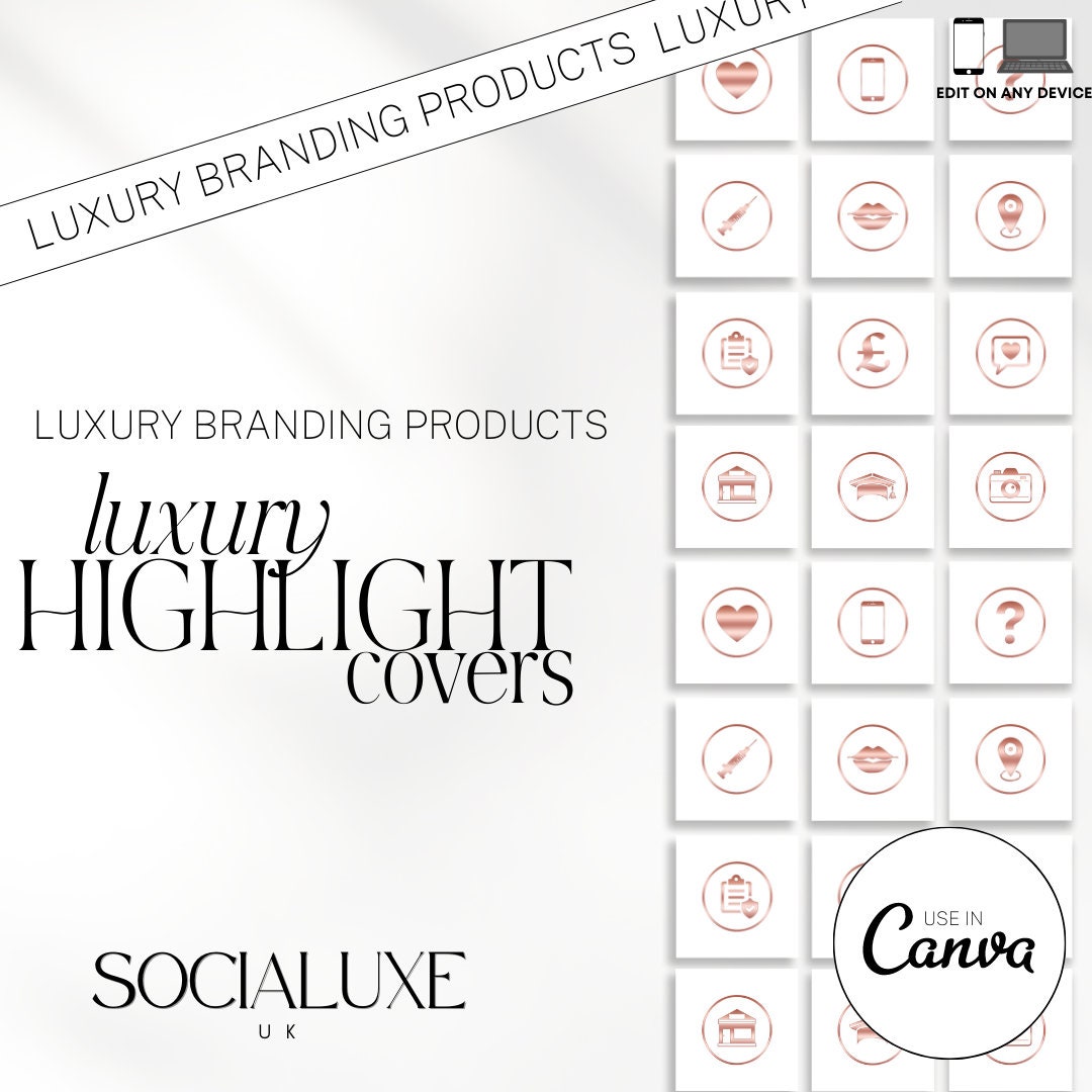 Rose Gold Editable Highlight Covers | Instagram Cover Templates ...