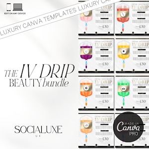 IV Drip Instagram Templates: Beauty Canva Flyer (8 Editable) - Etsy