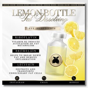 Lemon Bottle Fat Dissolving Social Media Flyer: Canva Template - Etsy