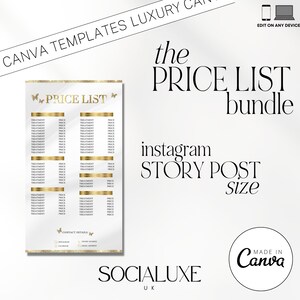 PRICE LIST Template Editable. Printable Price Sheet Price - Etsy